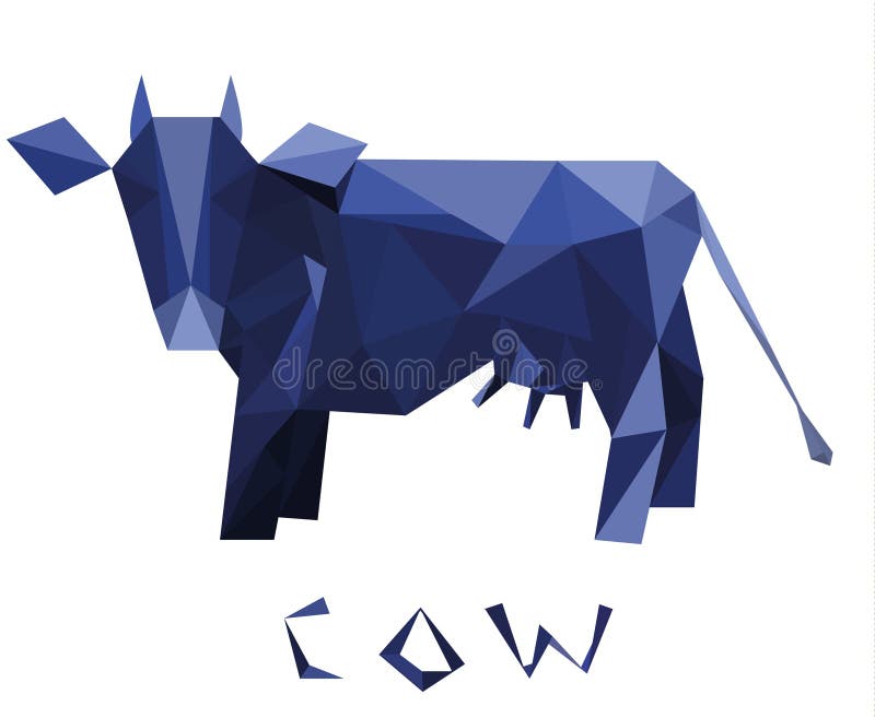Geometric Volume Cow. Emblem Blue Cow Stock Vector - Illustration of ...