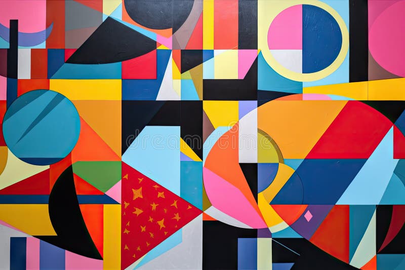 Geometric Wall Art Piece with Bold, Geometric Shapes and Bright Colors ... Geometric Wall Art Piece with Bold, Geometric Shapes and Bright Colors ...