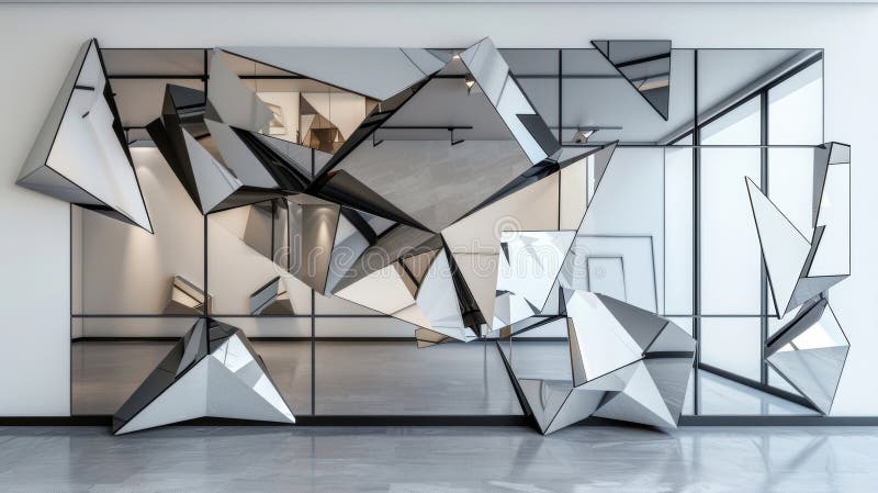 A Geometric Wall Display of Mirrors with Different Shapes and Sizes ...