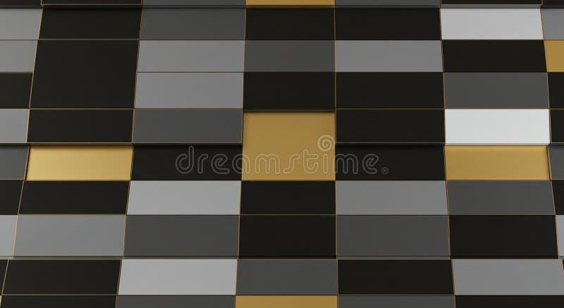 Geometric Wall with Rectangular Tiles in a Grid Pattern. Colors Include ...