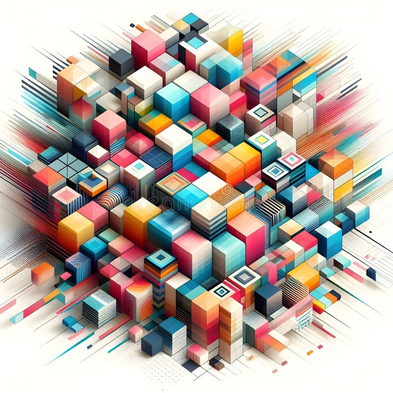 Geometric Wallpaper Classic Colourful Boxes Ai Generator Stock ...