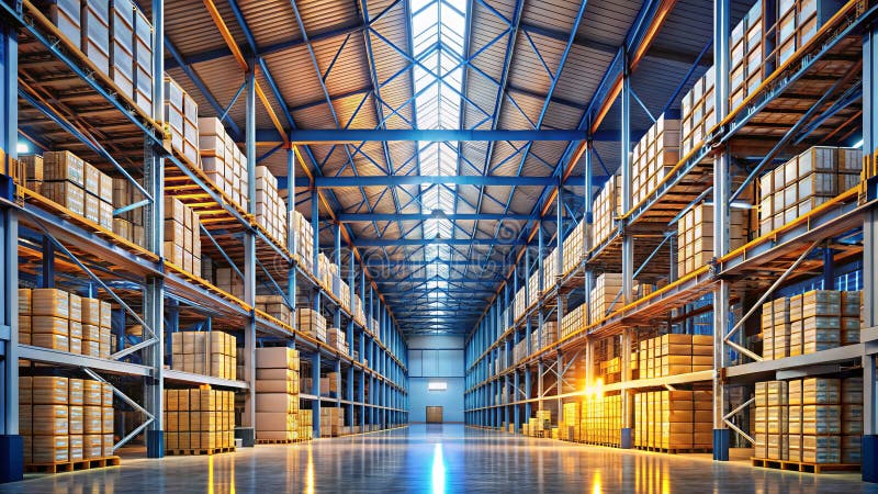 Geometric Warehouse Interior a Visual Puzzle of Intersecting Lines and ...