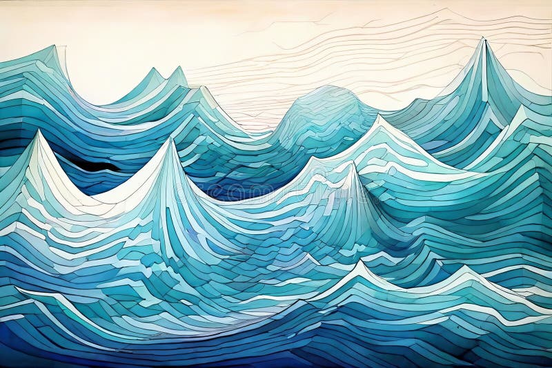 Geometric Waves a Flowing Design of Triangular Waves that Mimic Stock ...