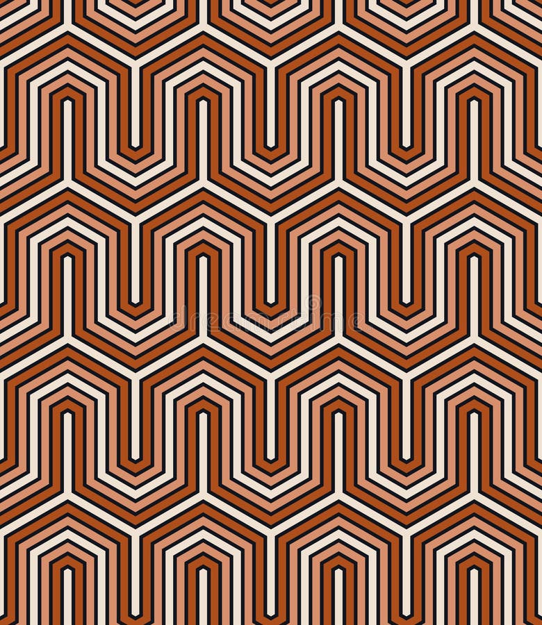 Geometric Waves with Multicolored Horizontal Zigzag Lines in Retro Style. Stock Vector ...