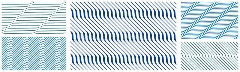 Geometric Wavy Lines Seamless Pattern Vector Set, 3D Dimensional ...