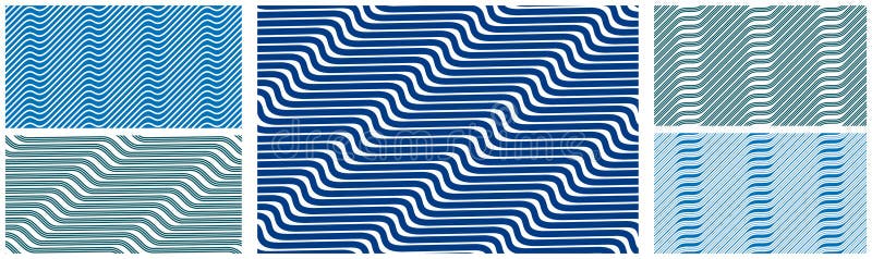 Geometric Wavy Lines Seamless Pattern Vector Set, 3D Dimensional ...