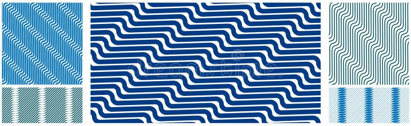 Geometric Wavy Lines Seamless Pattern Vector Set, 3D Dimensional ...
