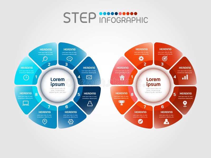 Geometric Wheel Shape Elements with Steps,options,processes or Workflow ...