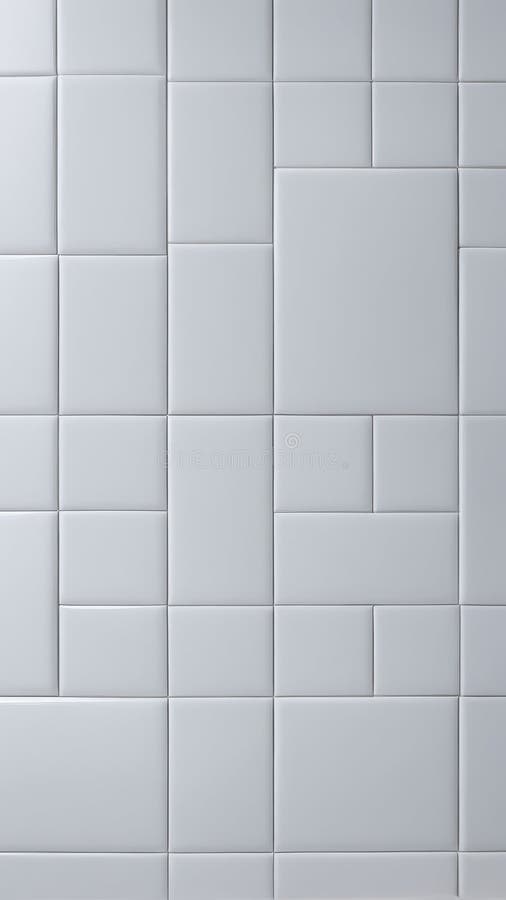 Geometric White Tile Wall with Square and Rectangular Glossy Panels ...