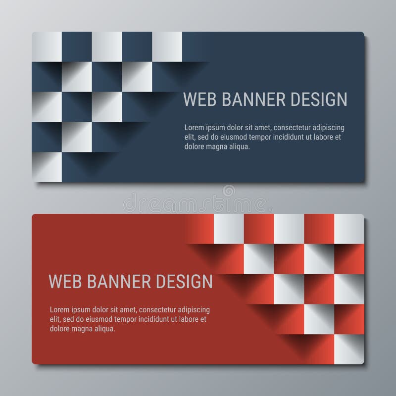 Geometric Wide Horizontal Banners with the 3D Effect for Business ...