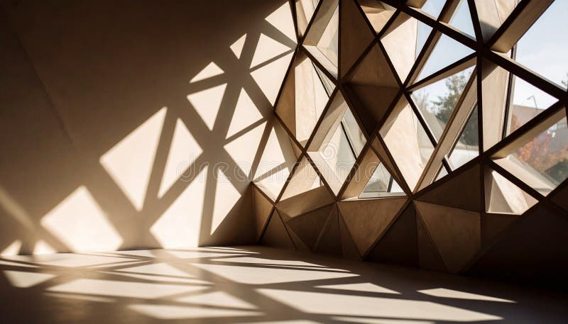 Geometric Window Shadows Casting Patterns in Minimalist Modern Interior ...