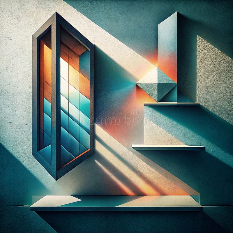 Geometric Window and Shelf with Light and Shadows Stock Vector ...