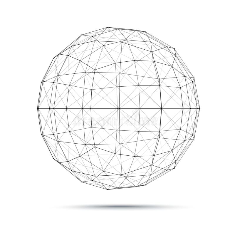 Geometric wire mesh sphere stock vector. Illustration of polygonal ...