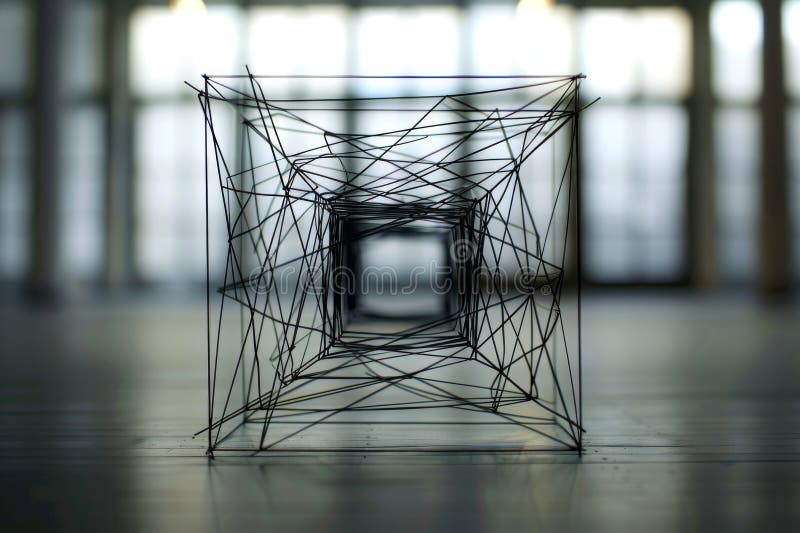 Geometric Wire Sculpture Geometric Wire Sculpture On Plain Background