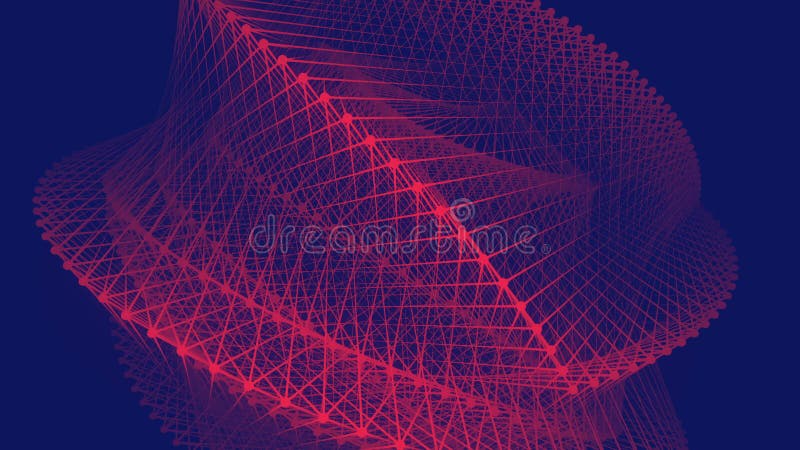 Geometric Wireframe Object Abstract Background. 3d Rendering Loop ...