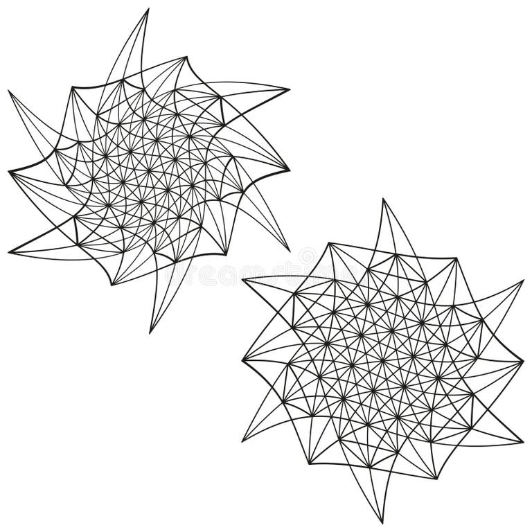 Geometric Wireframe Shape. Abstract Grid Pattern. Complex Symmetric Design. Digital Vector ...