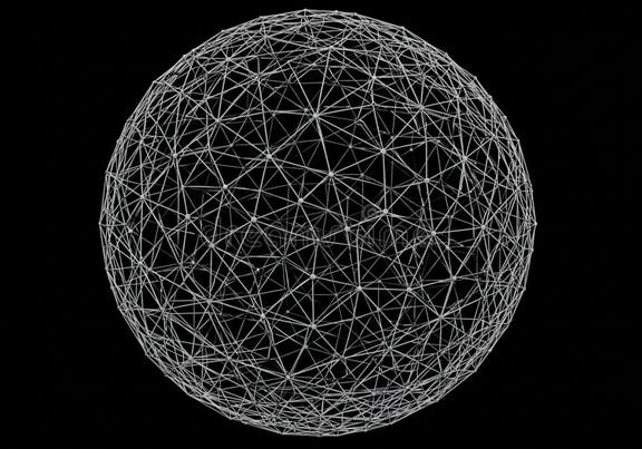 A Geometric Wireframe Sphere Composed of Interconnected Lines Forming a ...