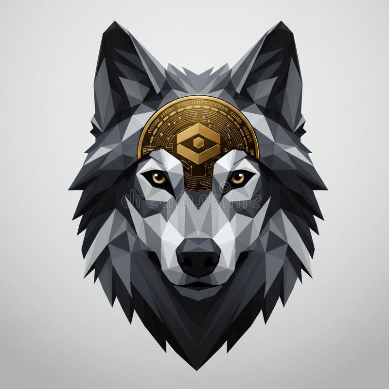 Geometric Wolf Design Featuring Angular Shapes in Various Shades of ...