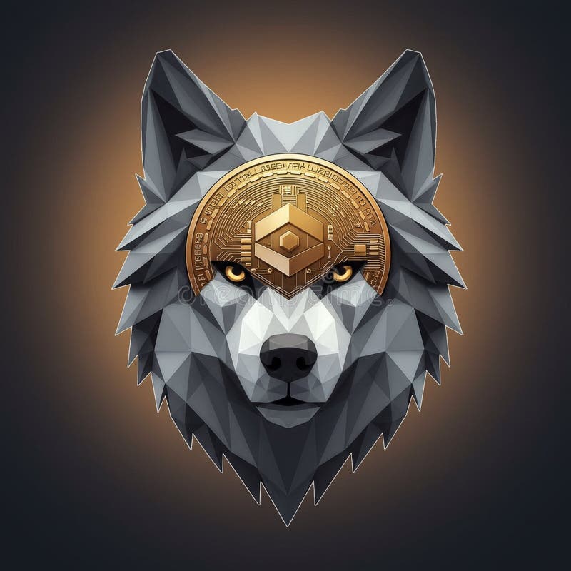 Geometric Wolf Head Graphic Features Sharp, Angular Facets in Shades of ...