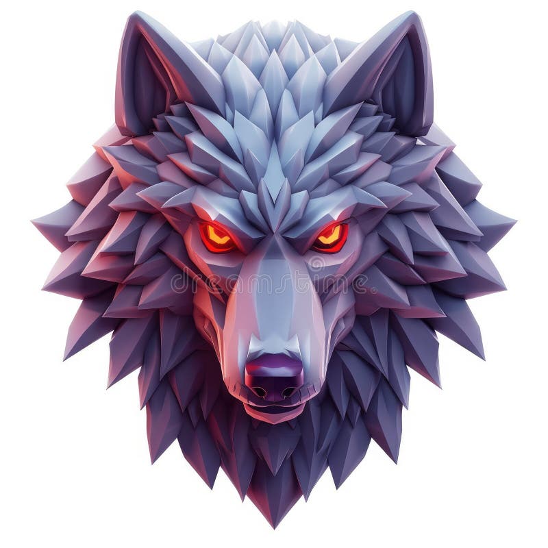 Geometric Low Poly Wolf Head, Fierce Glowing Eyes Stock Illustration - Illustration of wolfs ...