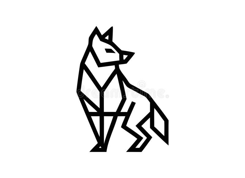 Geometric Wolf Outline Illustration - Minimalist Animal Design Stock ...