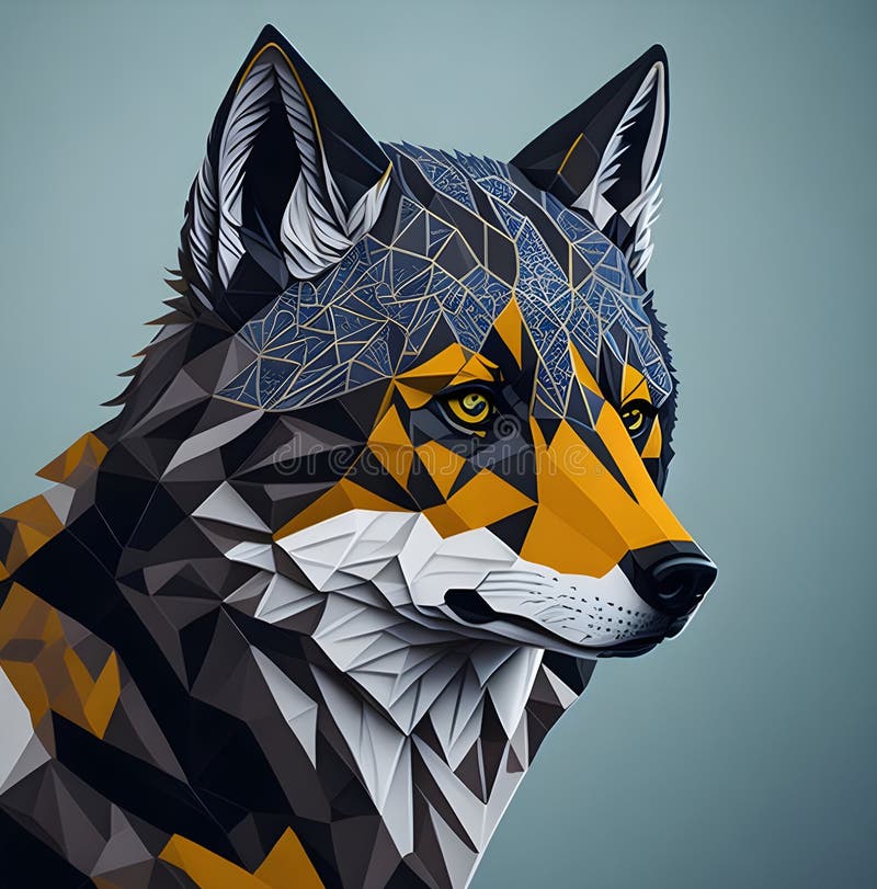 Geometric wolf art. stock illustration. Illustration of polygon - 301993177