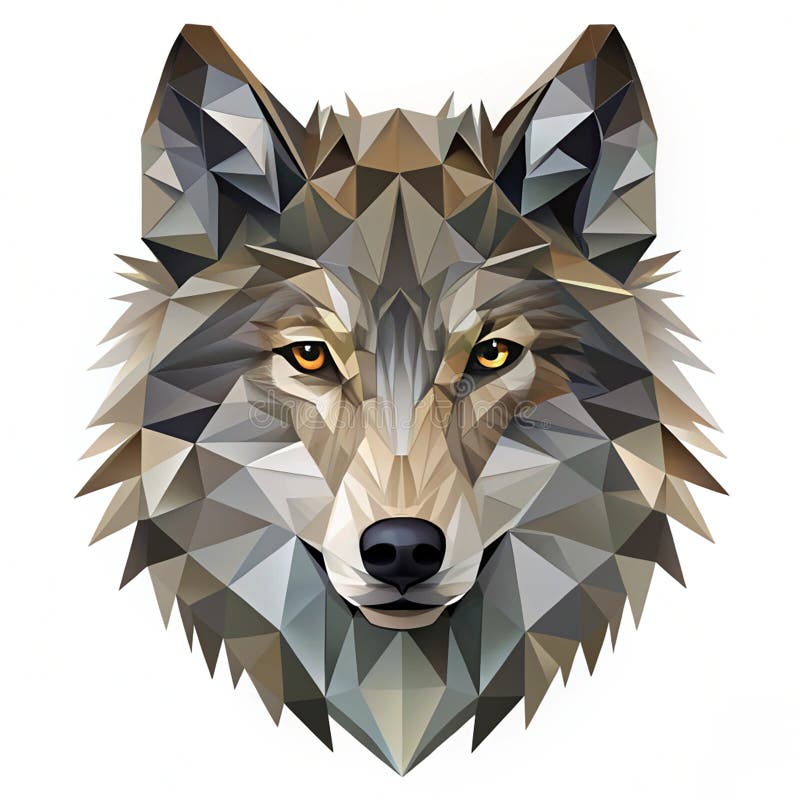 Geometric Wolf with Symmetrical Face Stock Illustration - Illustration ...