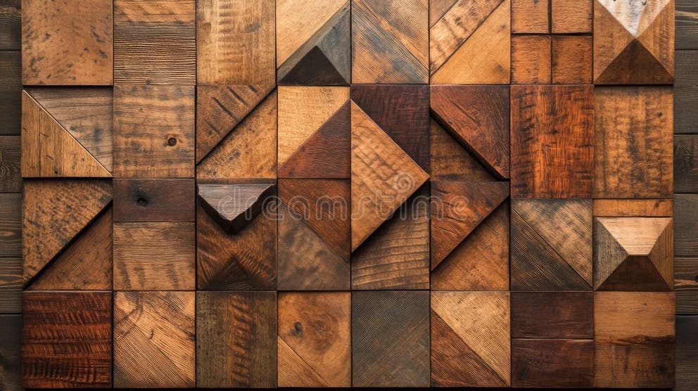 Geometric Wood Block Pattern Wall Texture Background Stock Illustration ...