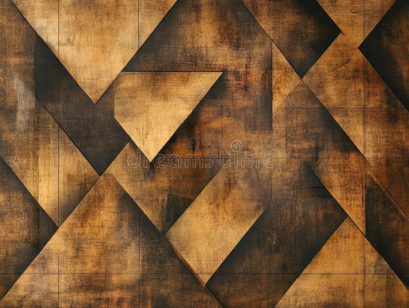 Geometric Wood Pattern, Abstract Art in Burnt Orange and Black Stock ...