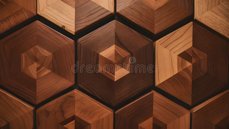 Geometric Wooden Wall Panel. Stock Illustration - Illustration of style ...