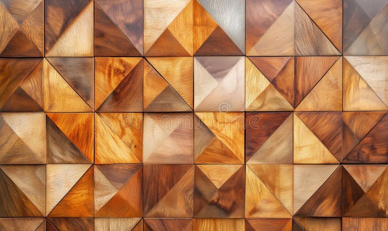 Geometric Wooden Wall Panel Design Featuring Triangular Patterns in ...