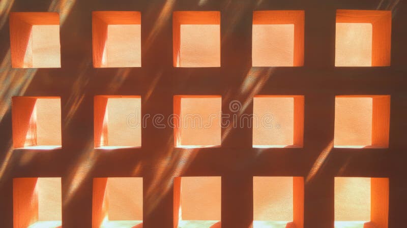 Geometric Wooden Wall Texture with Carved Squares and Light Patterns ...
