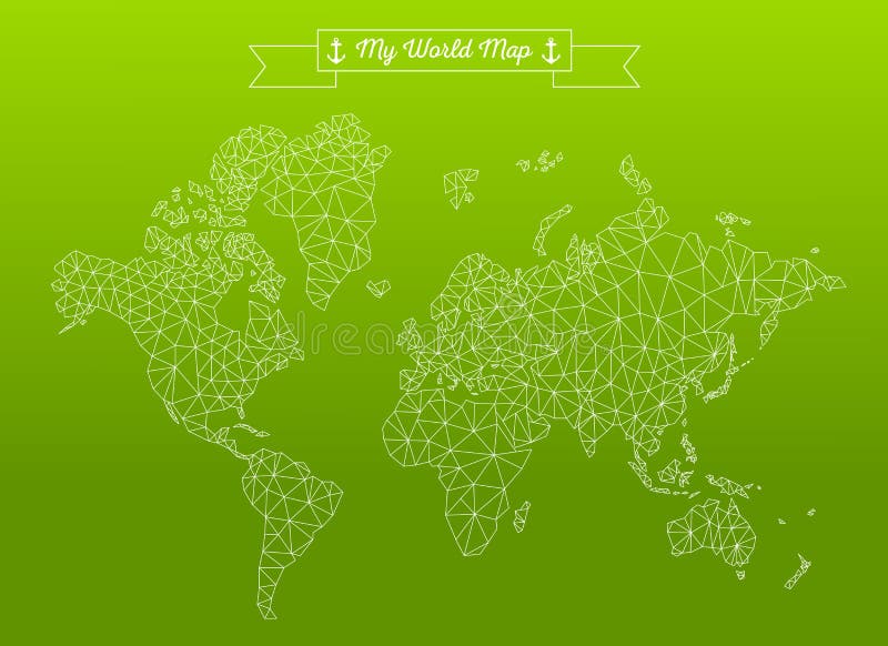 Geometric World Map stock vector. Illustration of planet - 58076994