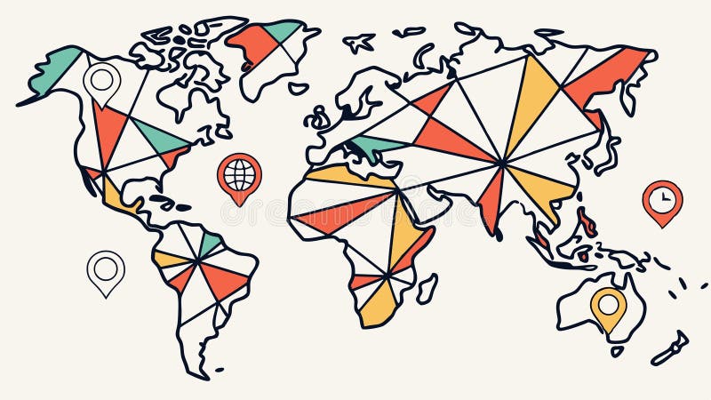 Geometric World Map, Global Connections and Technology, Vector Design ...