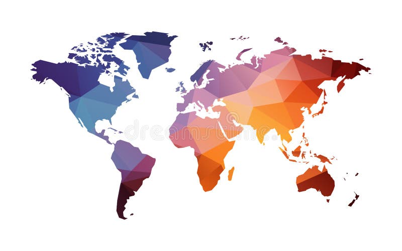 Geometric World Map with Names of Countries and Capitals Stock Vector ...