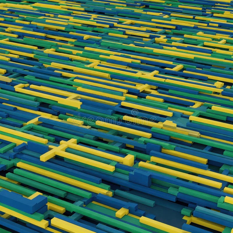 Geometric Yellow-blue Blocks Form a Pattern. Stock Image - Image of ...