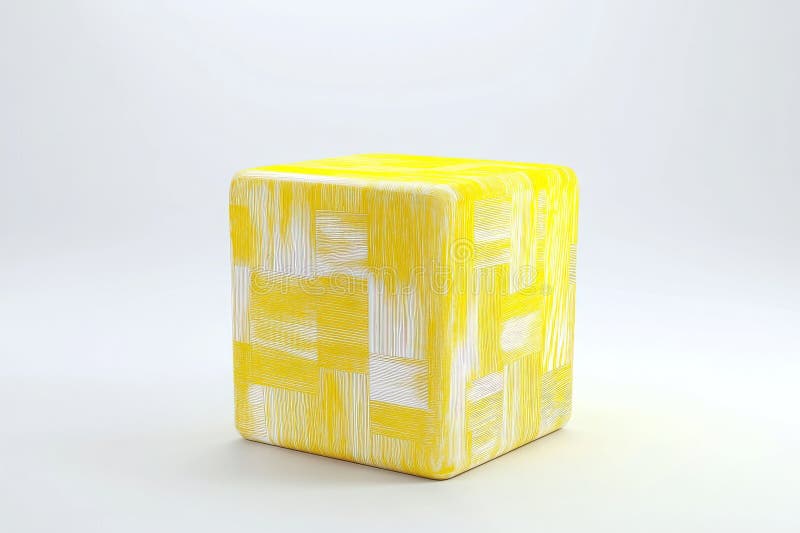 A Geometric Yellow Cube Depicted in an Abstract 3D Render. Stock ...
