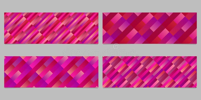 Geometrical Abstract Diagonal Stripe Pattern Banner Background Set Stock Vector Illustration
