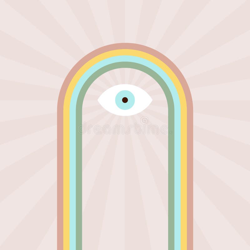 Geometrical Boho Evil Eye Background. Black Outline Poster. Minimalist ...