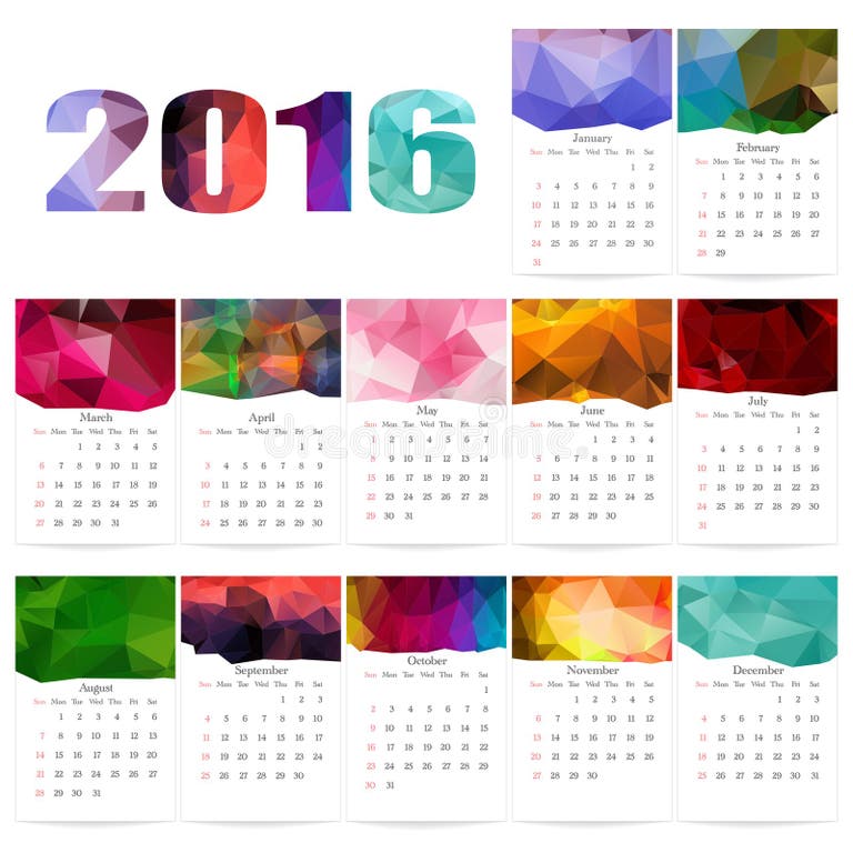 Geometrical Calendar of 2016. Stock Illustration - Illustration of year ...