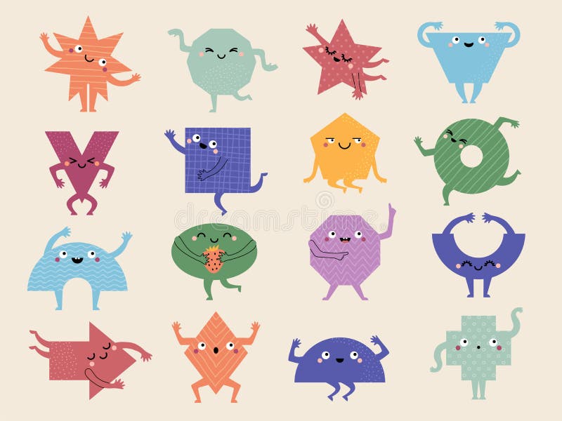 Geometrical Characters. Triangles Polygonal Square Circle and Oval ...