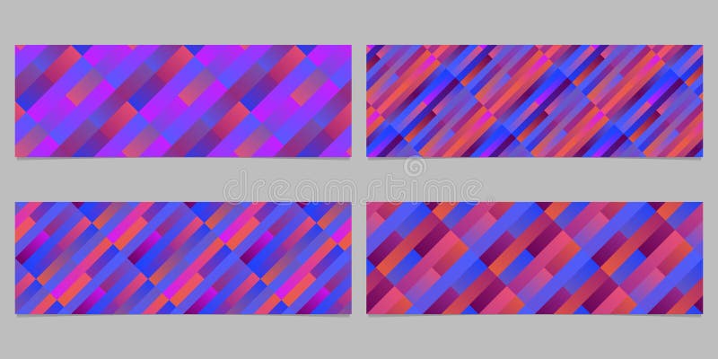Geometrical Diagonal Stripe Pattern Banner Background Set Stock Vector Illustration Of