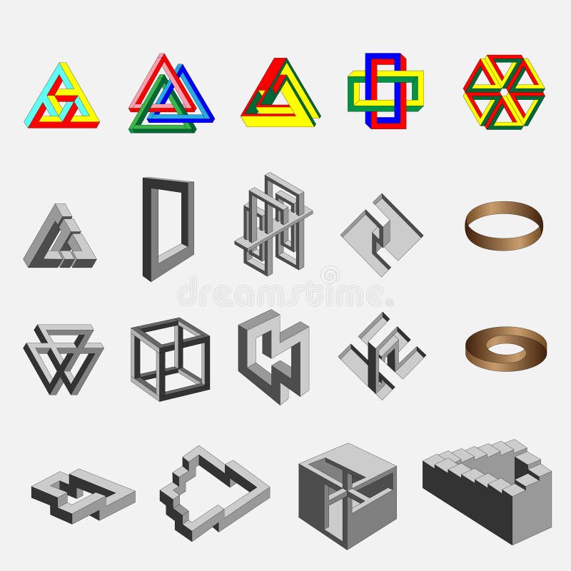 Impossible Objects Visual Puzzle Stock Vector - Illustration of riddles ...
