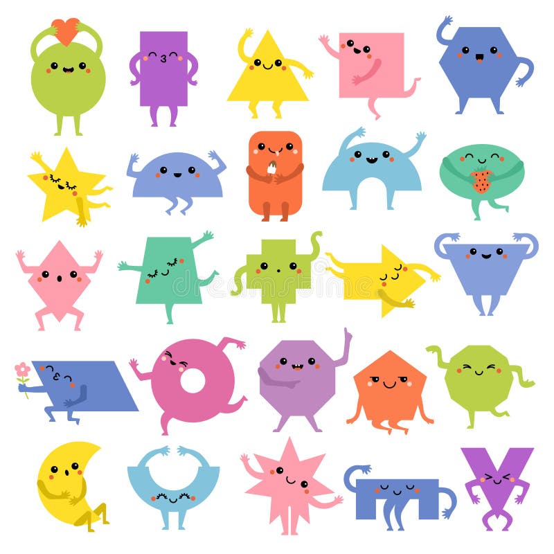 Geometric Shapes Cartoon Faces Rectangle Stock Illustrations – 87 ...