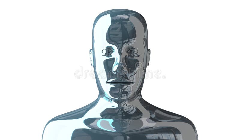 Geometrical, Metal Human Face on White Background Stock Illustration ...