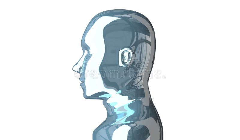 Geometrical, Metal Human Face on White Background Stock Illustration ...
