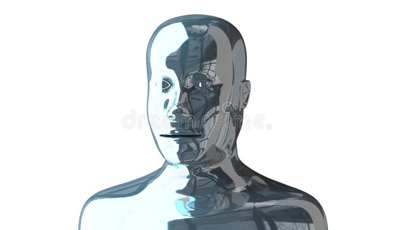 Geometrical, Metal Human Face on White Background Stock Illustration ...