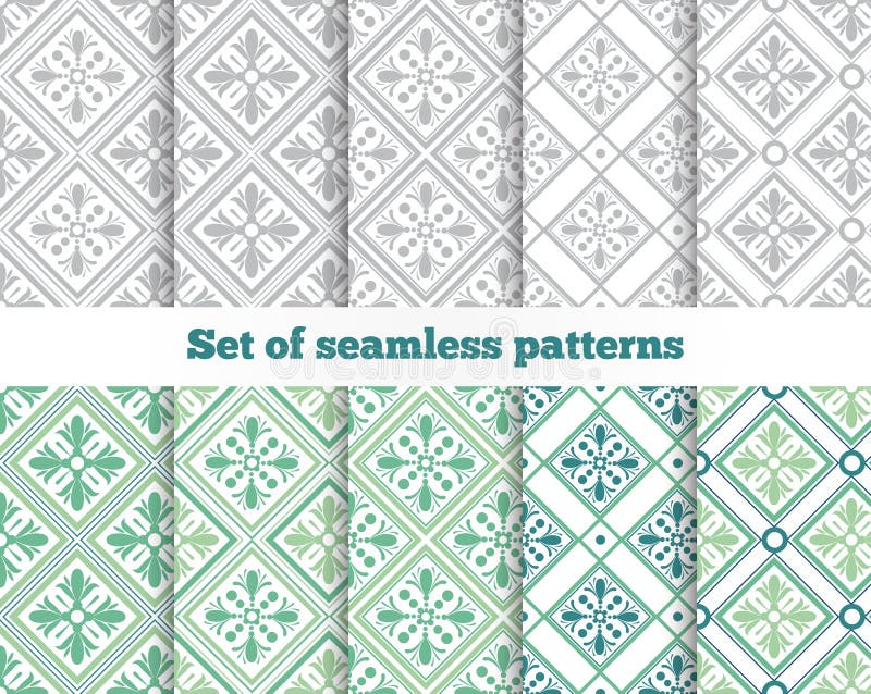 Geometrical Seamless Pattern. Gray, Green, Tile Stock Vector ...