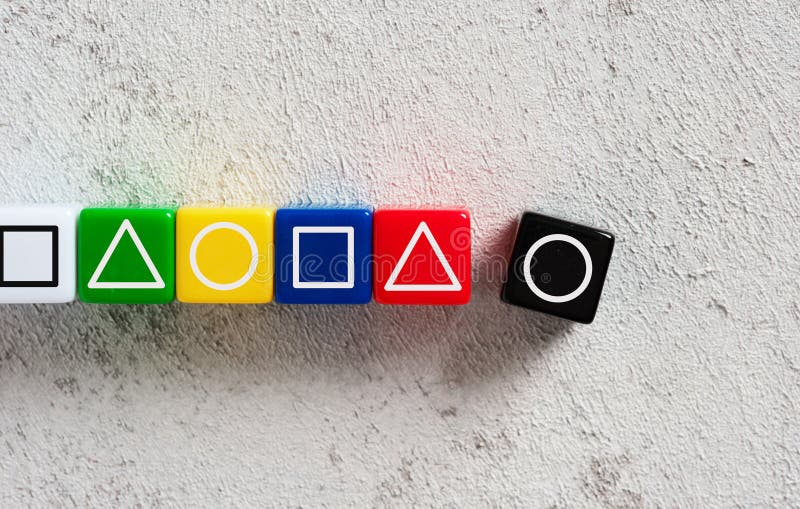 Geometrical Shapes On Colorful Cubes In Same Sequence Pattern Logic Order Pattern And Iq Test