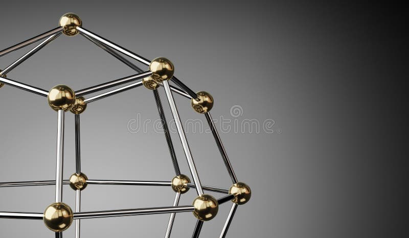 Geometrical Structure with Golden Spheres Stock Illustration ...